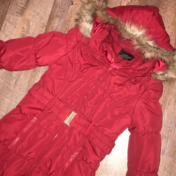 Jackets & Coats | Long Red Puffer Coat With Hood | Poshmark